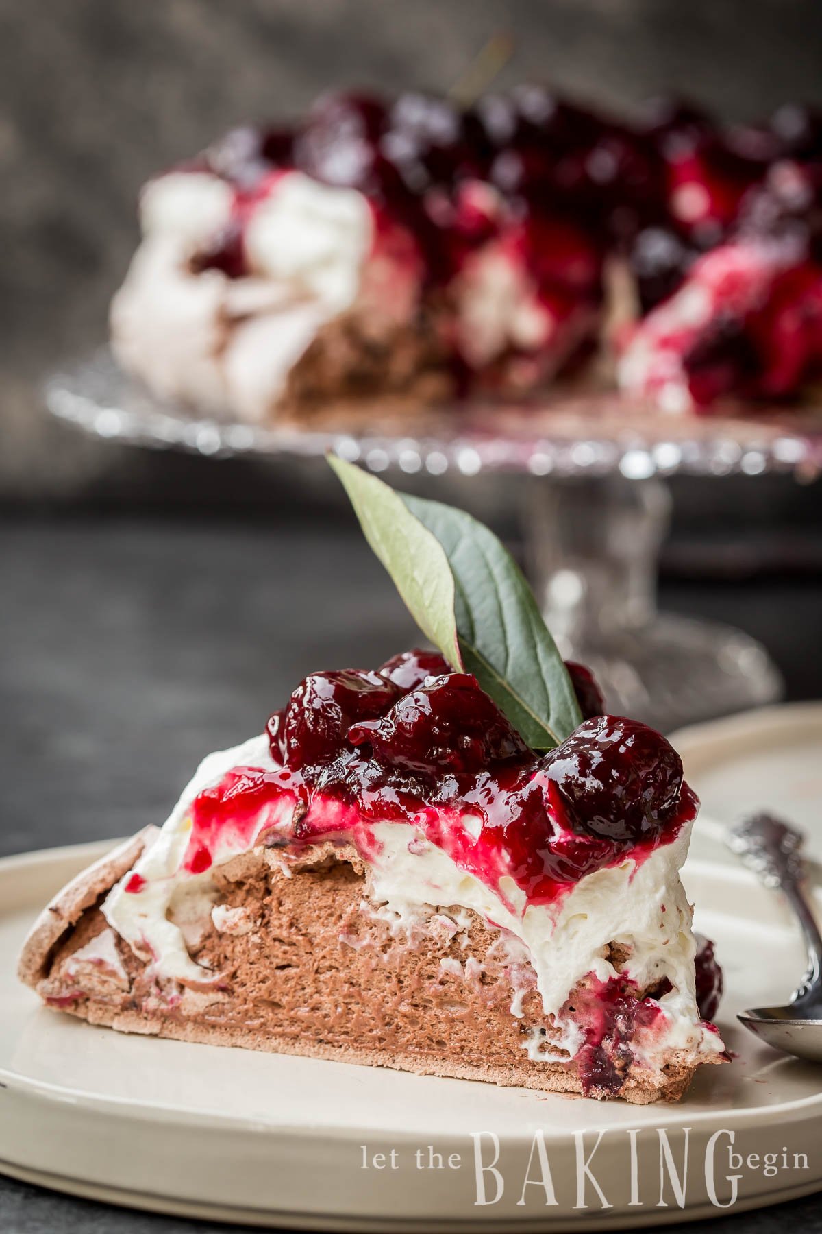 Cherry Chocolate Pavlova Recipe - Meringue Dessert Cake - Let the ...